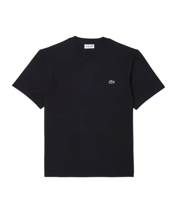 Lacoste Cotton Tshirt With Crocodile Logo - Black