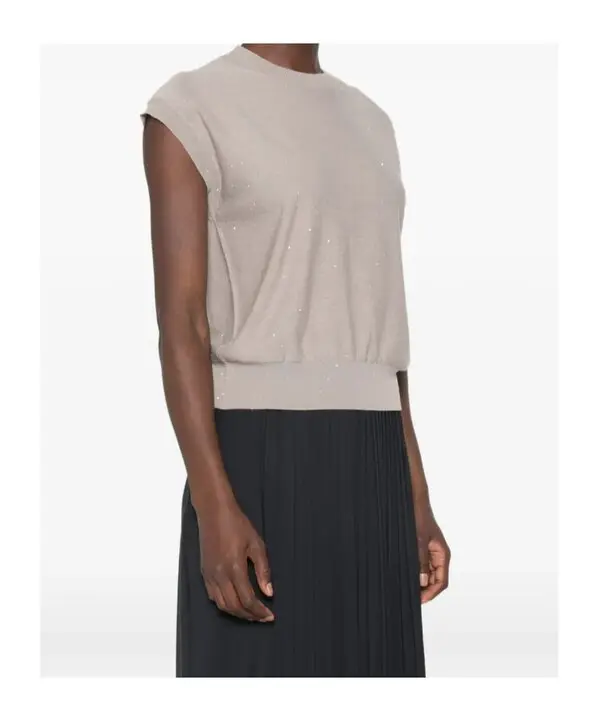 Herno Sequin-embellished Knit Top - Beige