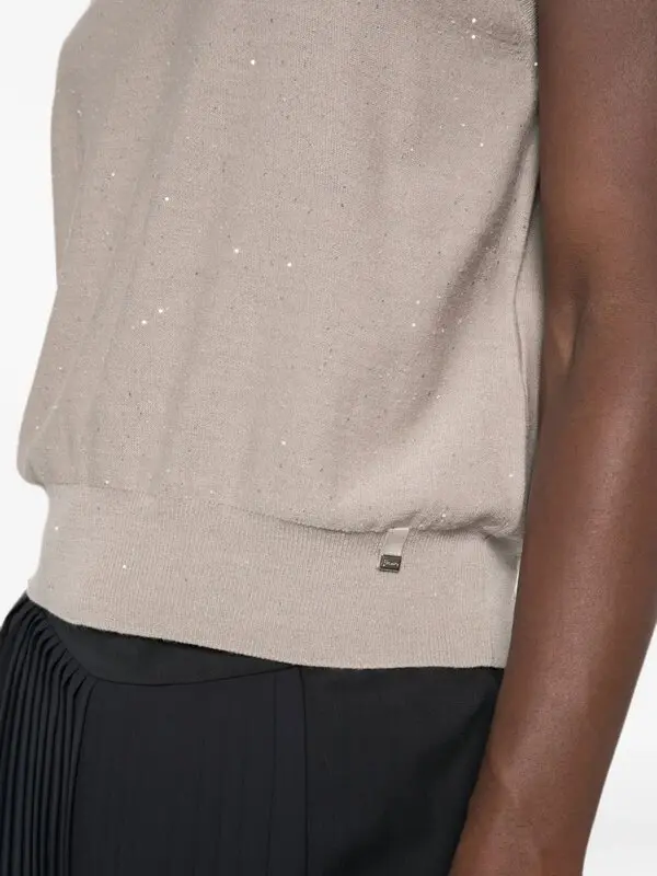 Herno Sequin-embellished Knit Top - Beige
