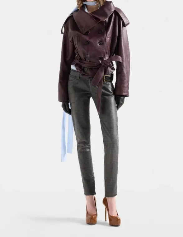 7 For All Mankind Oversizedcollar Cropped Leather Trench Jacket