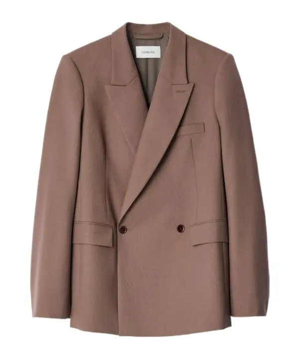 LEMAIRE Double-breasted Tropical Wool Blend Tailored Jacket - Nutmeg