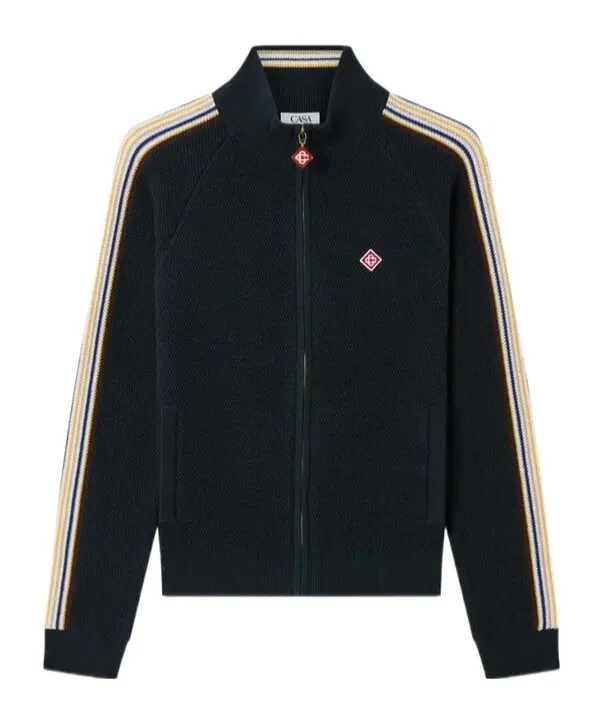 Casablanca Sidestripe Zipup Knit Track Jacket - Navy
