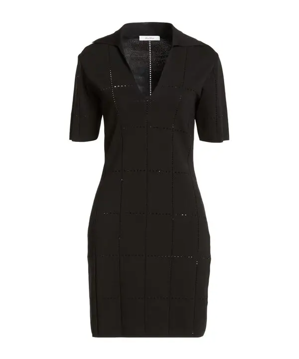 Max Mara Bodycon Knit Dress With V-neck And Cutout Details