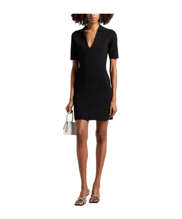 Max Mara Bodycon Knit Dress With V-neck And Cutout Details