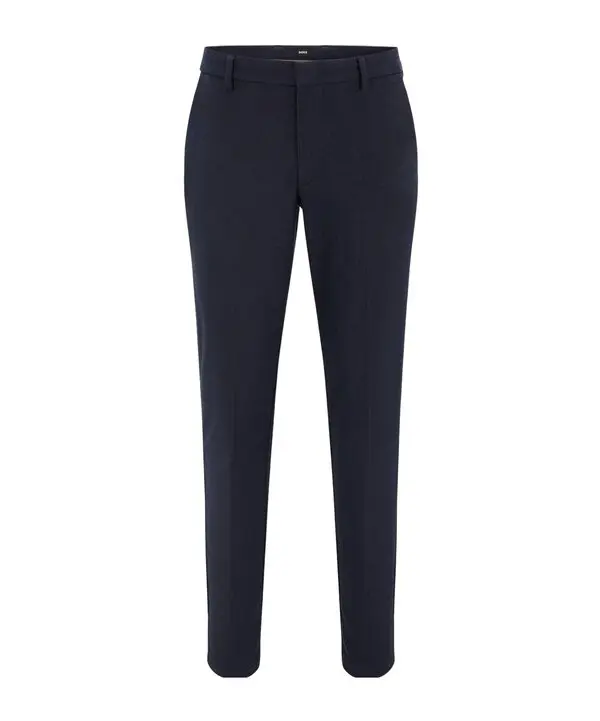 Hugo Boss Navy Flatfront Tailored Trousers - Blue