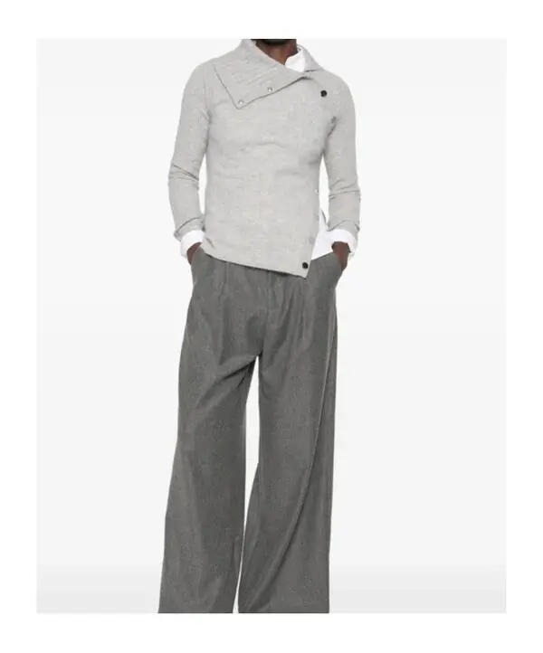 Sportmax Long-sleeve Knit Top With Asymmetric Button Closure