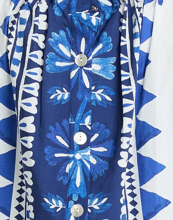 Farm Rio Off-the-shoulder Long-sleeve Floral Shirt
