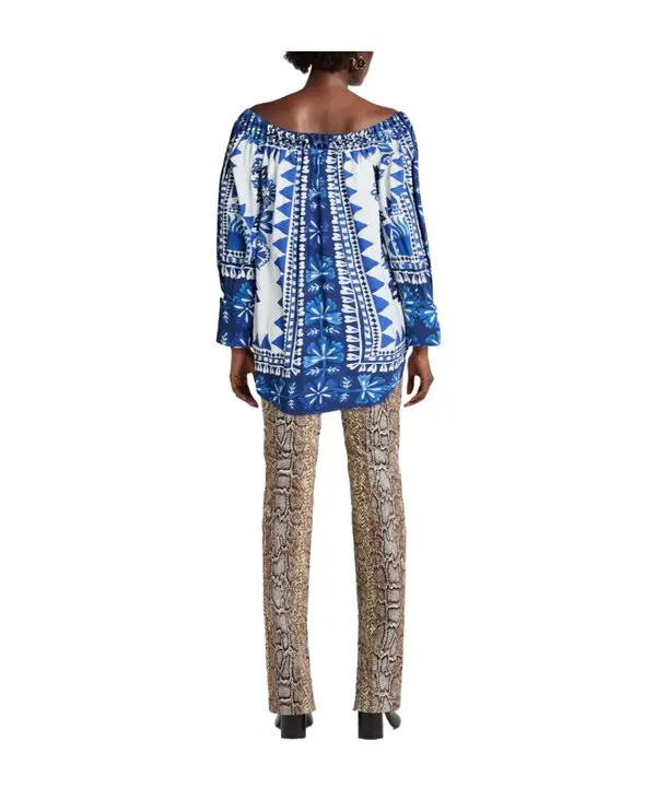 Farm Rio Off-the-shoulder Long-sleeve Floral Shirt