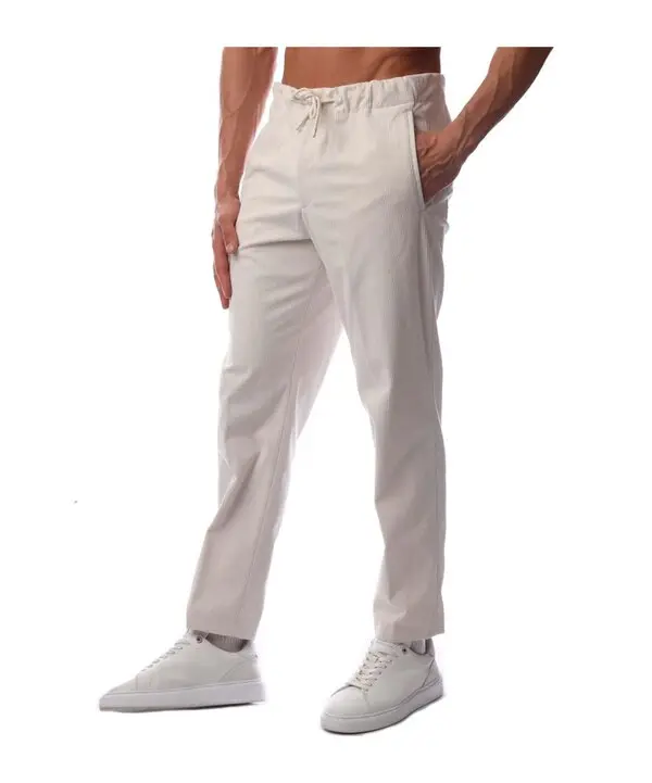 Hugo Boss Offwhite Drawstring Casual Trousers - White