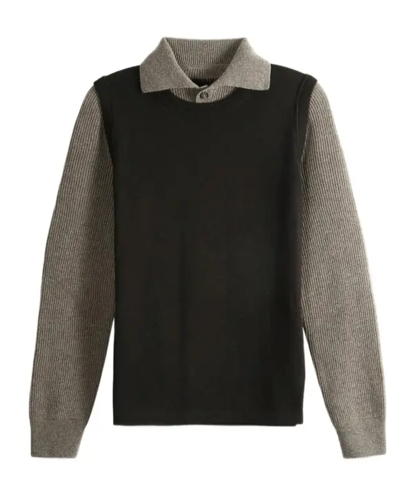 MAISON MARGIELA Long-sleeve Polo-collar Sweater - Brown/beige
