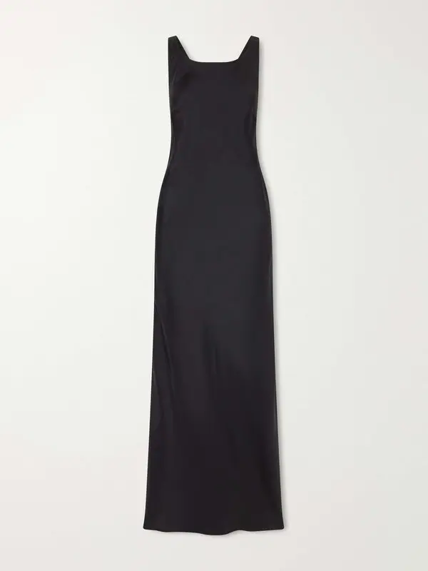 Le Kasha Open-back Silk-satin Maxi Dress - Black