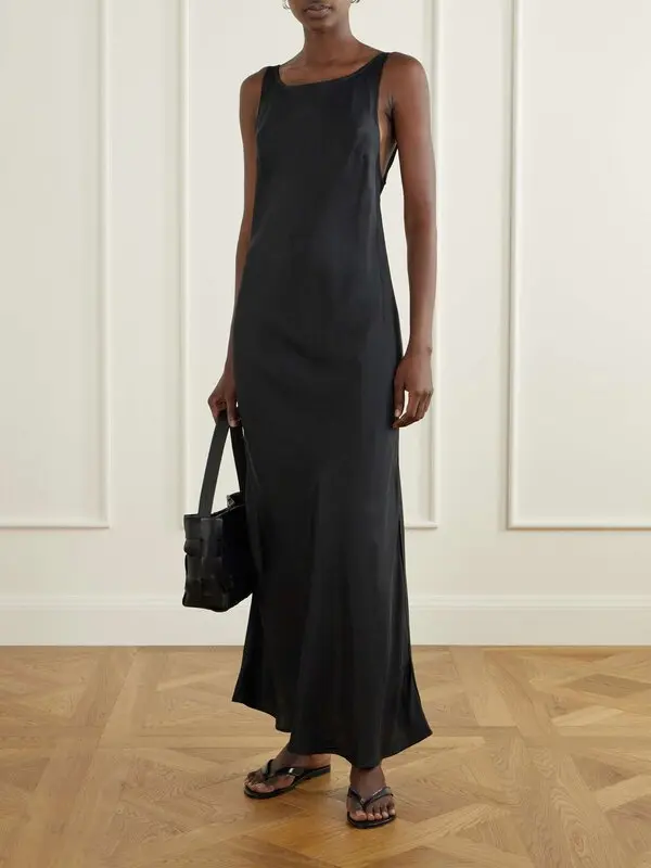 Le Kasha Open-back Silk-satin Maxi Dress