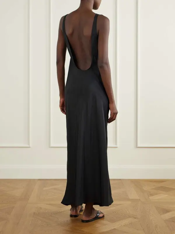 Le Kasha Open-back Silk-satin Maxi Dress
