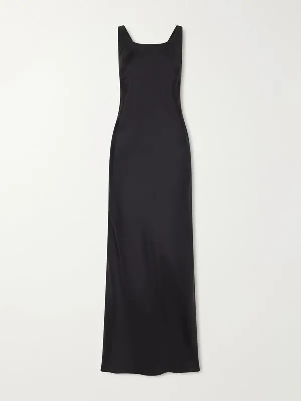 Le Kasha Open-back Silk-satin Maxi Dress - Black