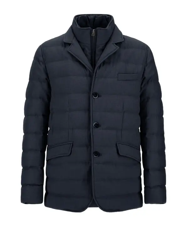 Herno Quilted Long-sleeve Down Jacket - Navy Blue