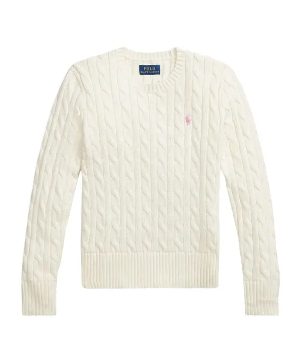 Polo Ralph Lauren Cable Knit Crew Jumper - White