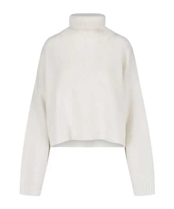 LISA YANG Cropped Turtleneck Knitted Sweater - White