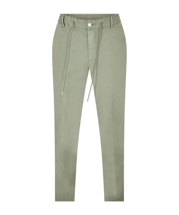 Hugo Boss Sagegreen Drawstring Blend Casual Trousers - Gray