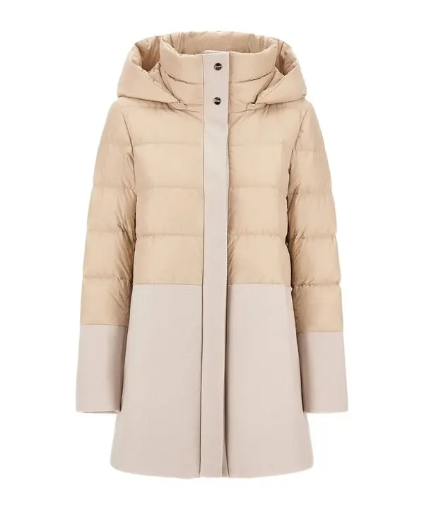 Herno Color-block Hooded Down Jacket - Beige