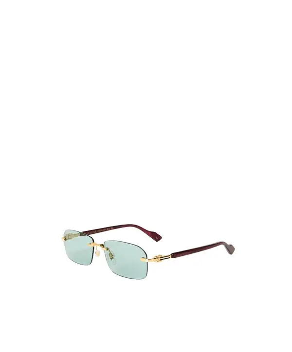 Gucci Rectangular Rimless Sunglasses With Gold Tone Accents - Green