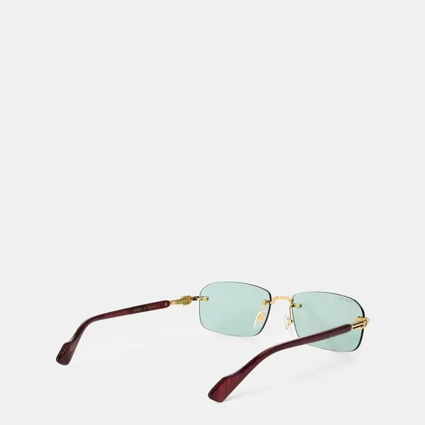 Gucci Rectangular Rimless Sunglasses With Gold Tone Accents
