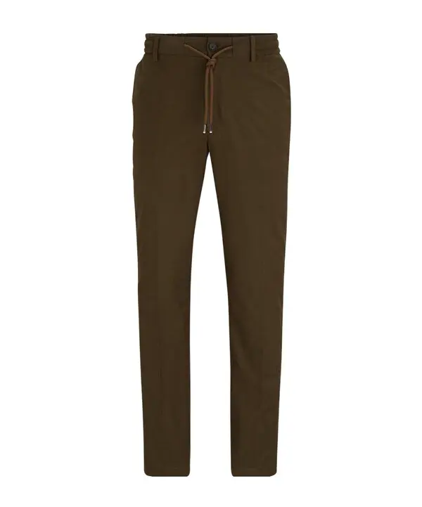 Hugo Boss Olivebrown Drawstring Tapered Trousers - Green