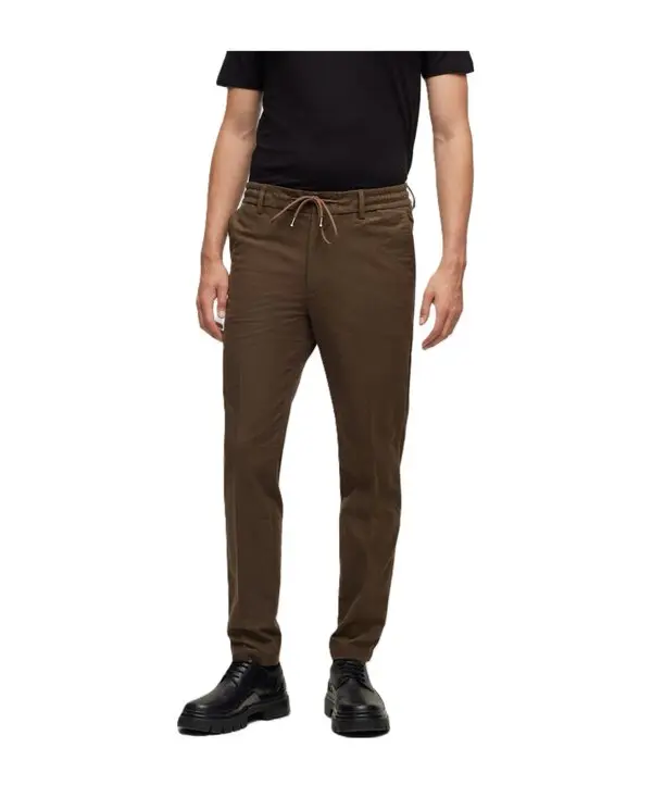 Hugo Boss Olivebrown Drawstring Tapered Trousers