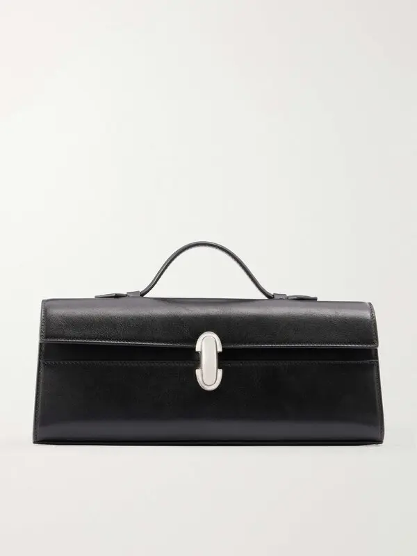 Savette Slim Pochette Leather Clutch - Black