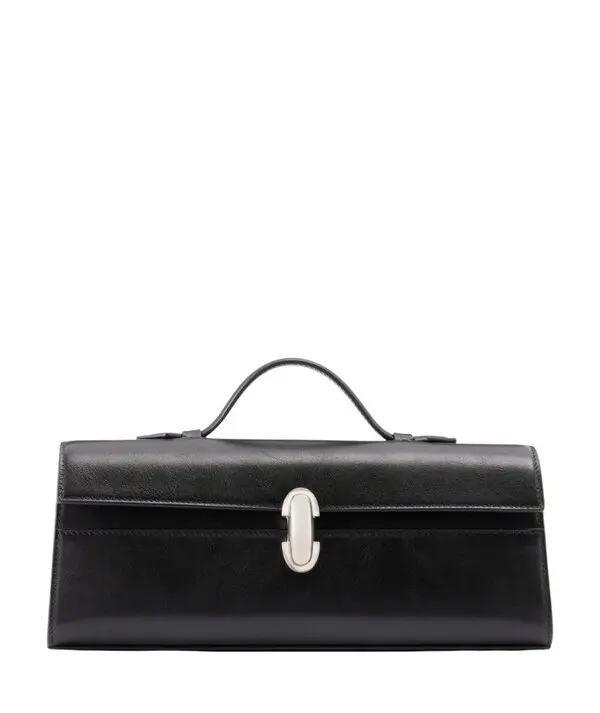 Savette Slim Pochette Leather Clutch - Black