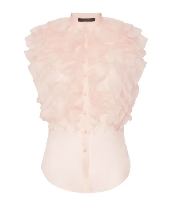 Max Mara Ruffled Silk Shirt - Pink