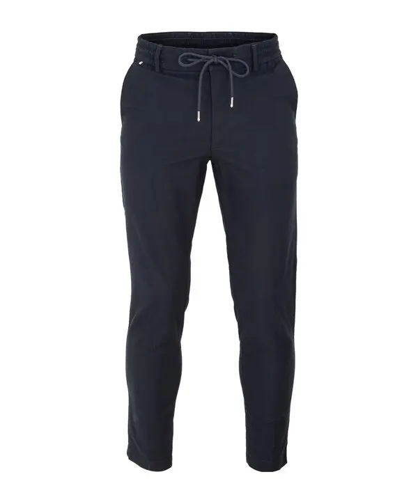 Hugo Boss Navy Drawstring Cropped Casual Trousers - Blue