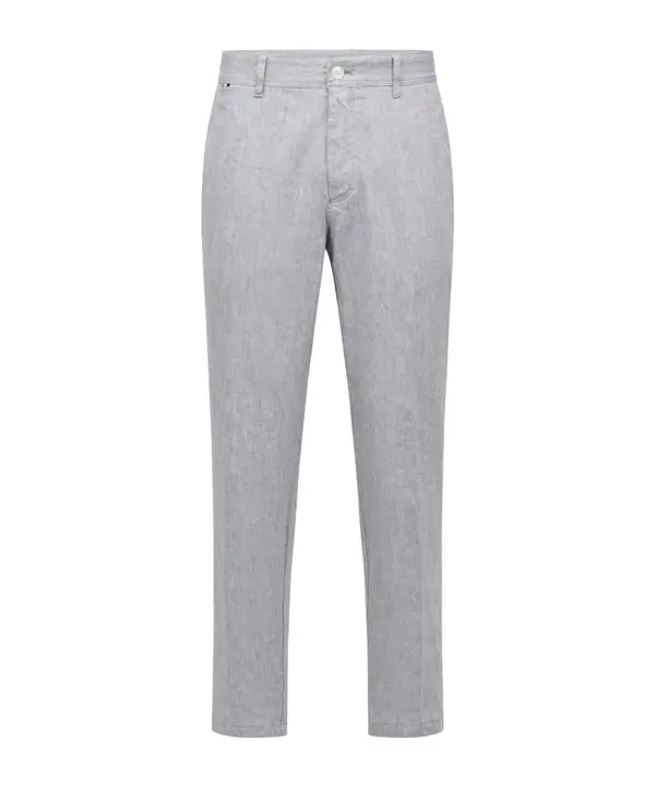 Hugo Boss Light Heathergrey Flatfront Cropped Chinos - Blue
