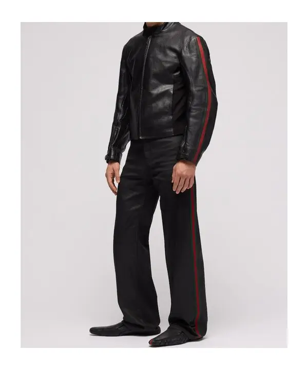 Gucci Coated Cotton Twill Denim Pants With Web
