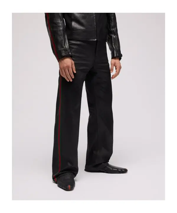 Gucci Coated Cotton Twill Denim Pants With Web