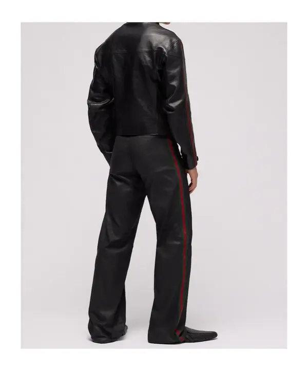 Gucci Coated Cotton Twill Denim Pants With Web