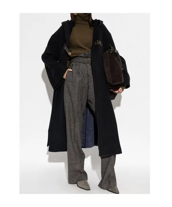 Etro Wool-blend Coat With Hood And Belt