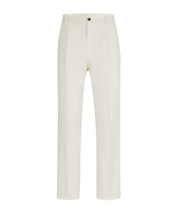Hugo Boss Offwhite Pleated Straightleg Trousers - White