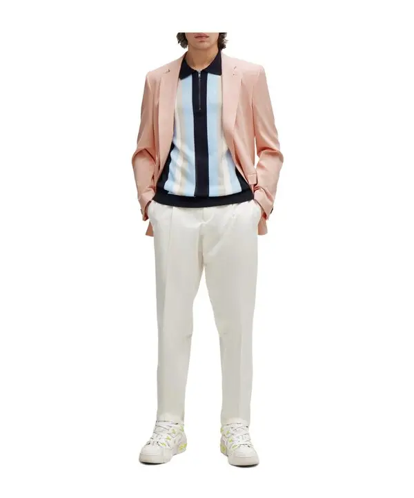 Hugo Boss Offwhite Pleated Straightleg Trousers
