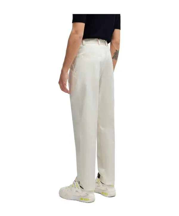 Hugo Boss Offwhite Pleated Straightleg Trousers