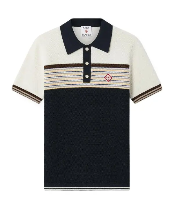 Casablanca Colourblock Striped Knit Polo Shirt - Multi-color