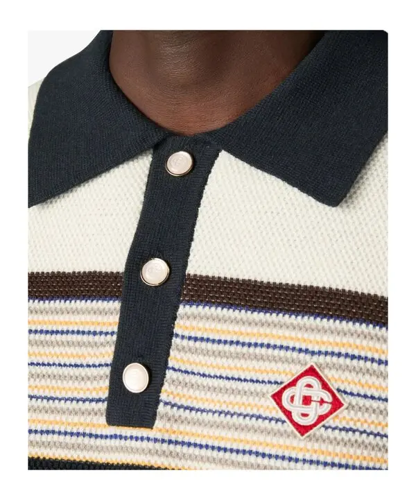 Casablanca Colourblock Striped Knit Polo Shirt