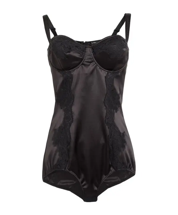 Dolce & Gabbana Minimalist Satin Bodysuit - Black
