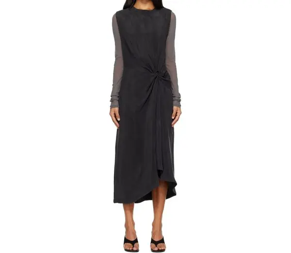 Studio Nicholson Midi Delph Knotted Sleeveless Dress - Black