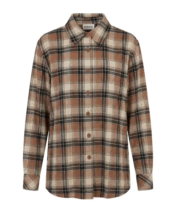 P.a.r.o.s.h Checked Curved Hem Shirt - Brown
