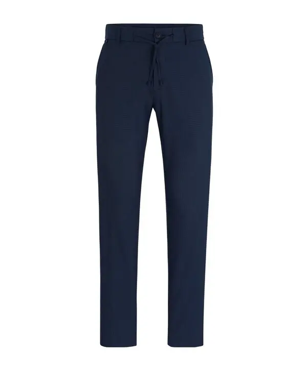 Hugo Boss Navy Drawstring Casual Trousers - Blue
