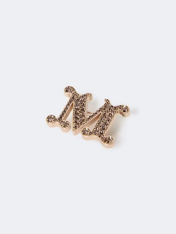 Max Mara Monogram Brooch With Crystals