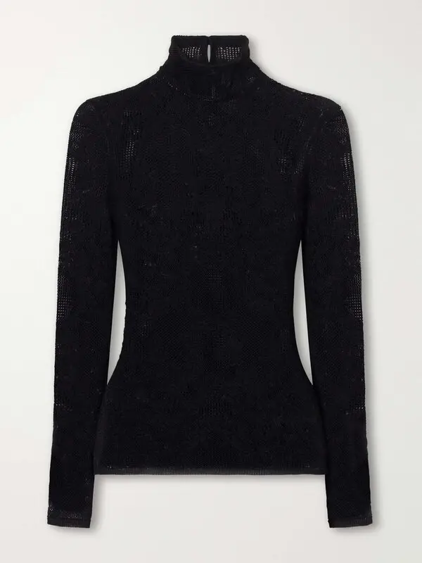 Gabriela Hearst Waite Crocheted Silk And Wool-blend Top - Black