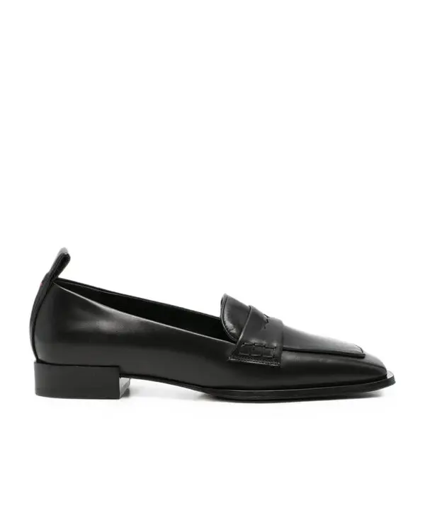 AeydĒ Square-toe Leather Loafers With Block Heel - Black