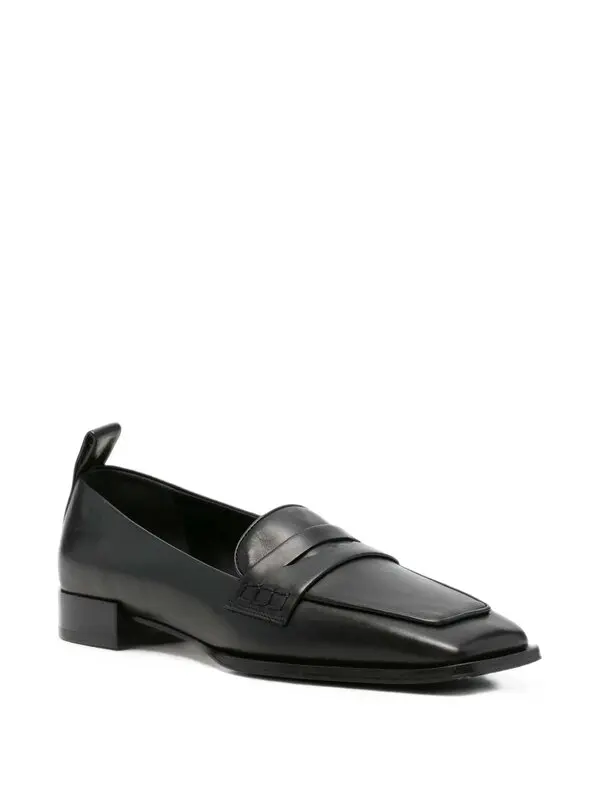 AeydĒ Square-toe Leather Loafers With Block Heel