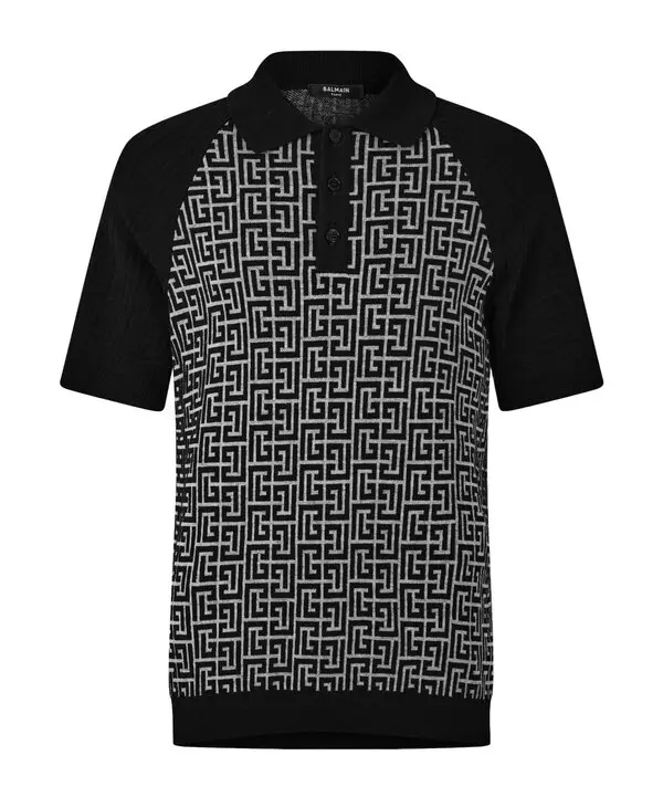 Balmain Printed Polo Shirt - Black